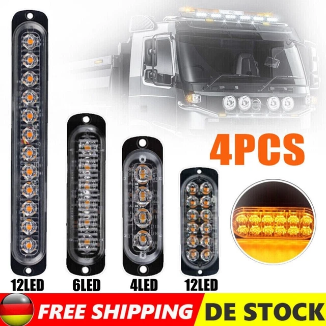 4X AUTO 4/6/12LED Frontblitzer Warnleuchten Blitzlicht Strobe Leuchte 12/24V LKW EUR 14,99 ...