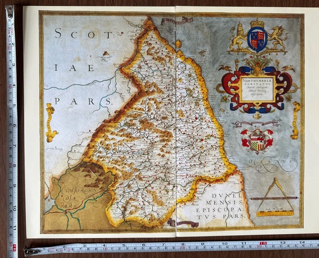 OLD TUDOR SAXTON 1500s Map Northumberland, England 1570's Antique ...