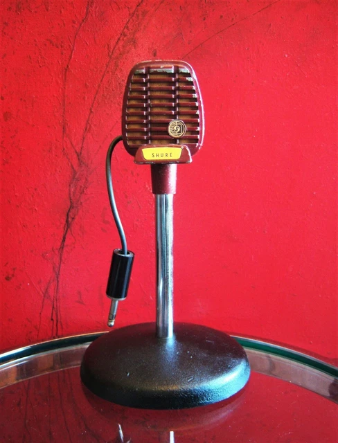 VINTAGE 1950'S SHURE 710A "Rex" crystal microphone w cable & stand prop ...
