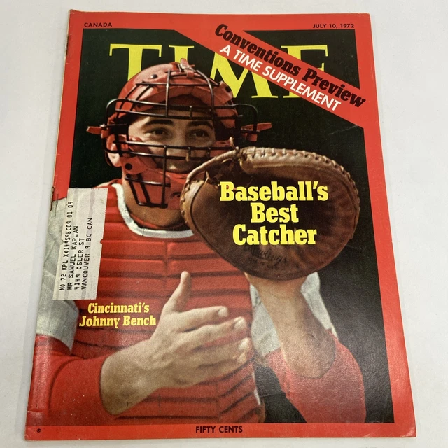 TIME MAGAZINE JULY 10 1972 Cover Johnny Bench Baseball's Best Catcher ...