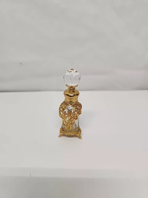Golden Perfume Bottles Refillable Antique Flat Bejeweled Crystal Bottle £1282 Picclick Uk