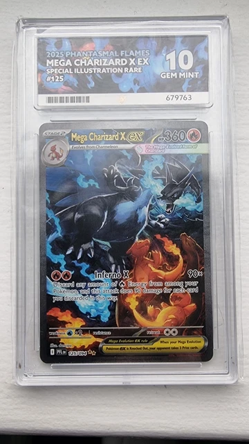 MEGA CHARIZARD X EX 125/094 Phantasmal Flames Graded Gem Mint 10 £450. ...