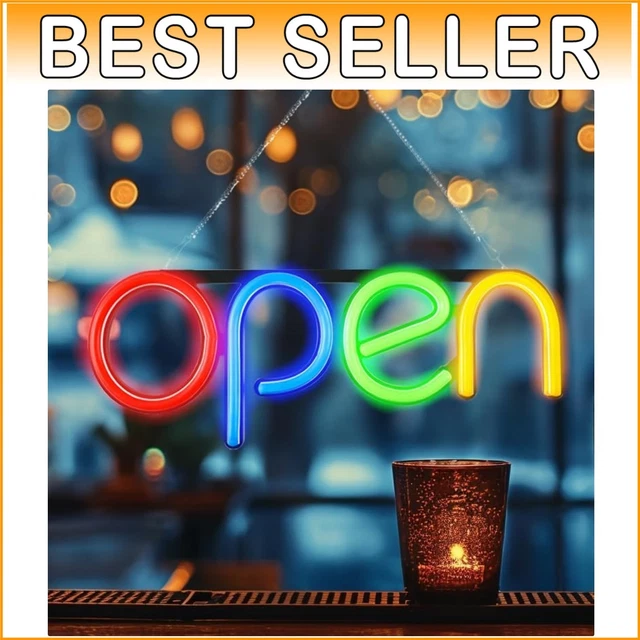 BRIGHT 16X6 MULTICOLORED Neon Open Sign with Remote Control for ...