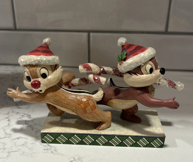 JIM SHORE DISNEY Enesco Chip 'n Dale Candy Cane Caper Christmas 4051975 ...