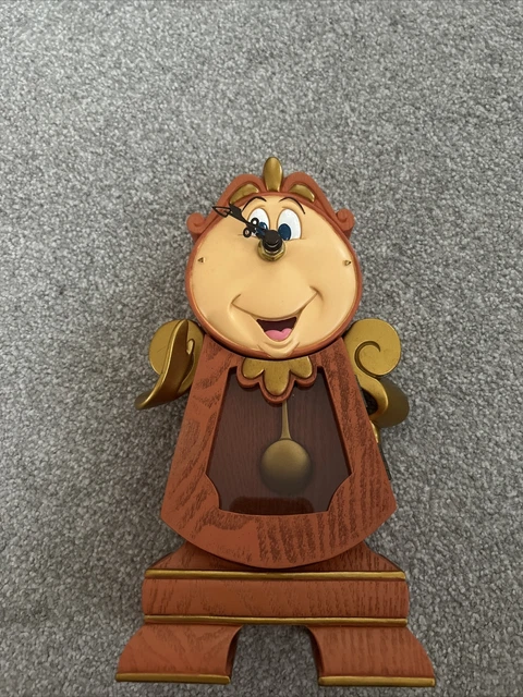 DISNEY PARKS BEAUTY And The Beast Cogsworth Working Clock Resin Figure ...