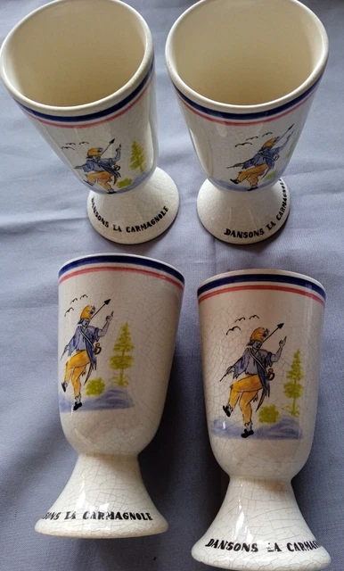 CHANT RÉVOLUTIONNAIRE 1792 "Dansons la Carmagnole" lot de 4 Mazagrans ...