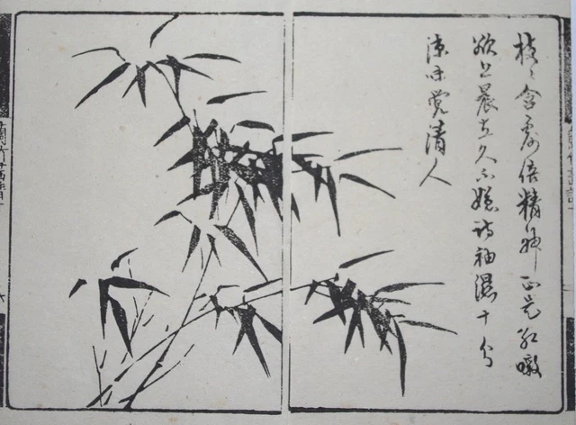 BAMBOO HAIKU POEM Japanese Woodblock Print TAKE iv Meiji Era Original £ ...