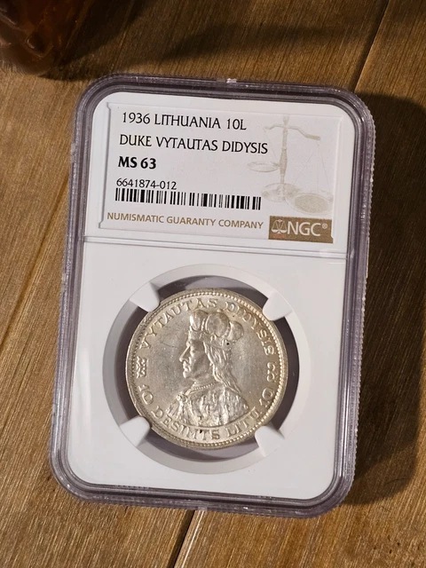 1936 VYTAUTAS DIDYSIS - NGC certification MS63 - Lithuania silver 10 ...