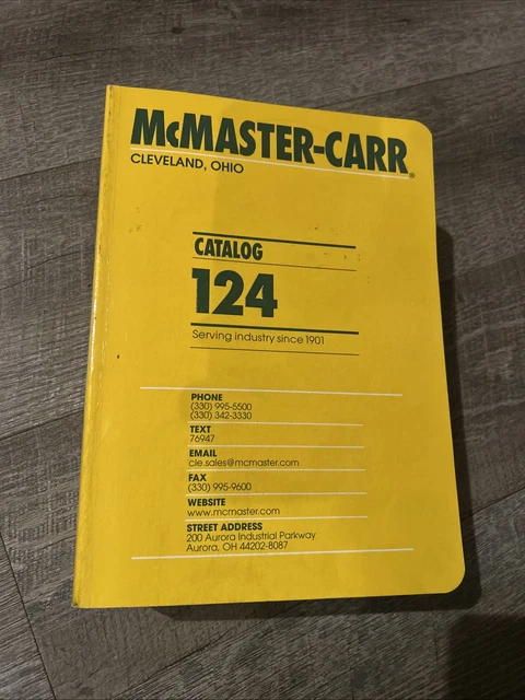 USED MCMASTER-CARR SUPPLY Company Catalog 124 - Cleveland, OH $60.80 ...