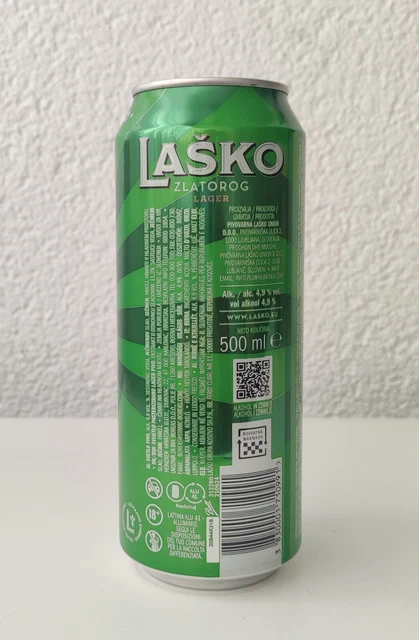 EMPTY 2025 LAŠKO Zlatorog Lager Beer can; 500 ml/16.9 fl oz; BOTTOM ...