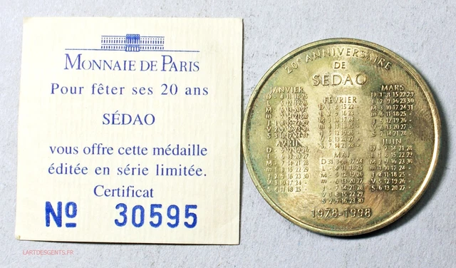 (USA) MÉDAILLE TOURISTIQUE 20° anniversaire de SEDAO 1998 MED323 £44.83 ...
