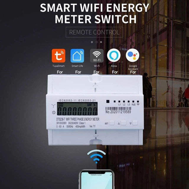 COMPTEUR INTELLIGENT TRIPHASÉ WiFi Triphasé Facile à Utiliser pour Compatible EUR 180,76 ...