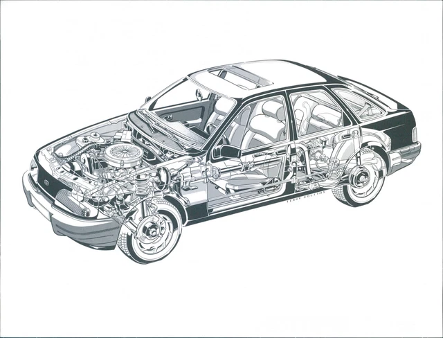 TECHNICAL DRAWING OF Ford Sierra 1.6 GL - Vintage Photograph 3247374 £ ...