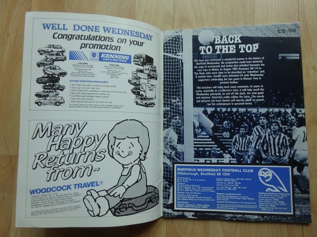 SHEFFIELD WEDNESDAY BACK to the Top brochure 1983/84 £16.15 - PicClick UK