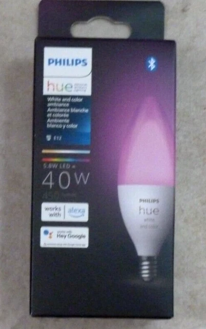 *BRAND NEW* PHILIPS Hue White and Color Ambiance E12 40W Candle Bulb ...