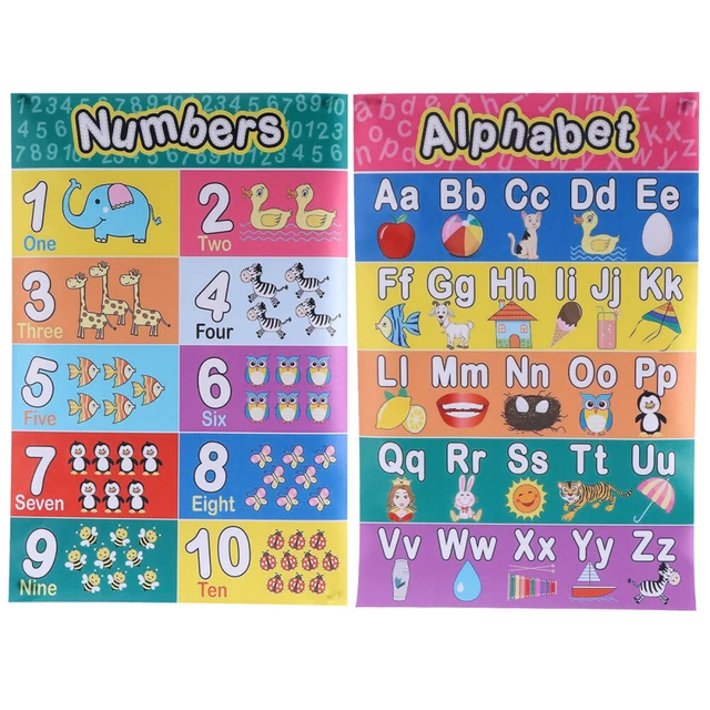 2PCS CLASSROOM POSTERS preschool Alphabet Posters Educational Wall ...