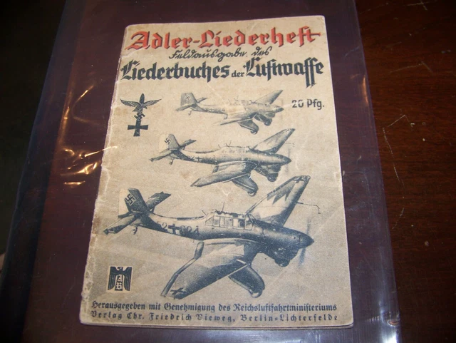 ORIGINAL 2. WELTKRIEG 1940er Jahre deutsche Luftwaffe Liederbuch Adler ...