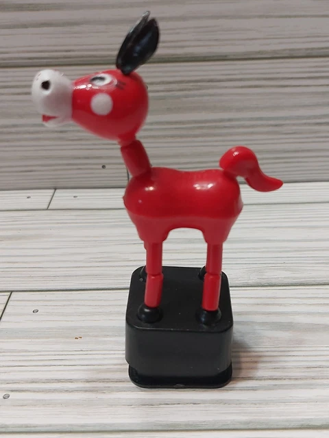 VINTAGE BRITISH DES Reg Plastic Push Button Red Donkey Toy Hong Kong ...
