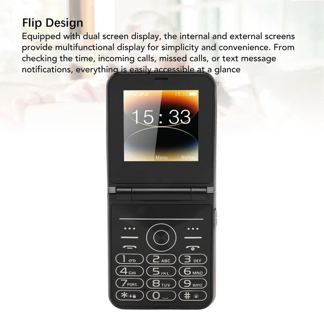 2G BIG BUTTON Flip Cell Phone For Seniors 2.6in 4 Cards 4 Standby Fast ...