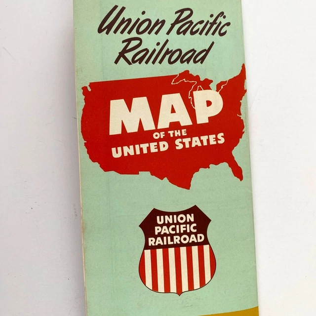 1959 UNION PACIFIC Railroad Map of the United States Train Landmark ...