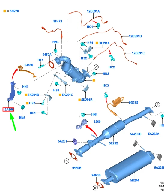 FORD RANGER T6 MK1 Exhaust System Sensor Mounting Bracket 2053445 NEW £ ...