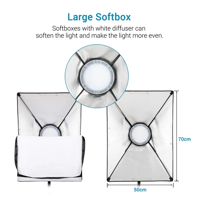 ANDOER STUDIO SOFTBOX LED Light Kit 45W Bi-color 3200K-6400K With ...