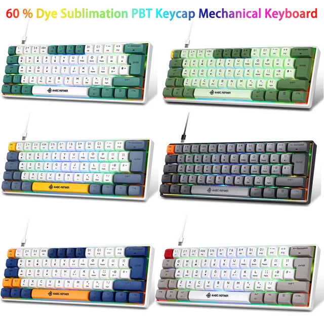 UK LAYOUT 60% Mechanical Gaming Keyboard RGB Backlit Dye-Sublimation ...