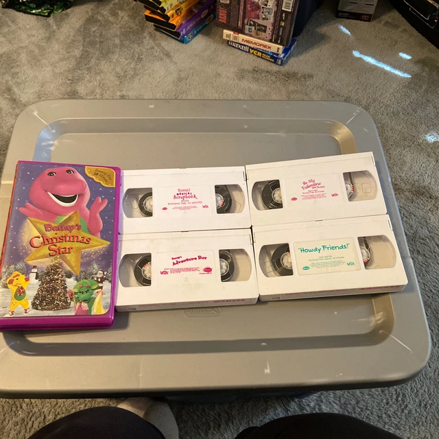 BARNEY AND FRIENDS VHS Tapes LOT OF 5 Clam Shell n tape only Xmas Howdy ...