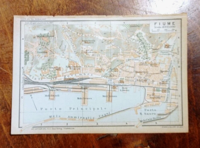 STAMPA ANTICA MAPPA antique old map CITY FIUME ISTRIA CROAZIA HRVATSKA ...