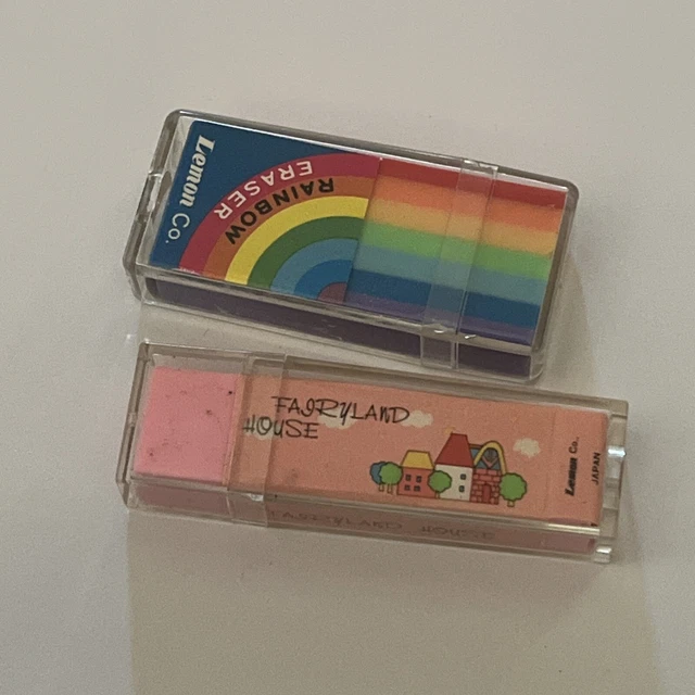 RARE VINTAGE LEMON Co Cased Rubbers Erasers X 2 💗🌈🍋 £4.00 - PicClick UK