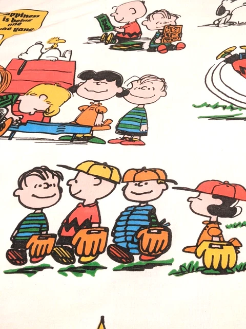 CHARLIE BROWN SNOOPY Peanuts Twin Flat STEVENS Sheet VTG 1971 Made in ...