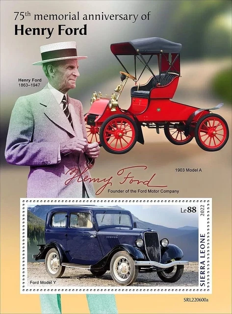 HENRY FORD MODEL Y & 1903 Model A Runabout Car Stamp Sheet (2022 Sierra ...