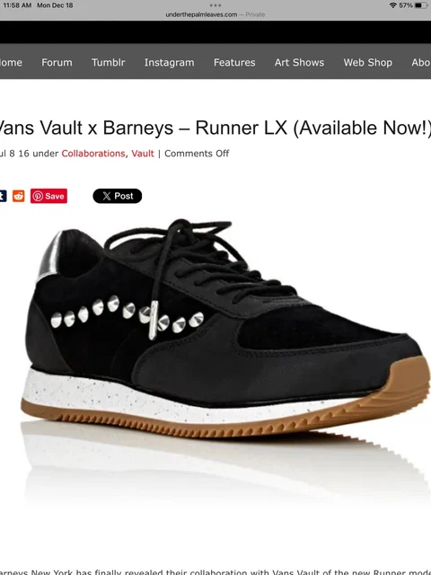 VANS X BARNEYS Vault Runner LX Suede Spiked Sneakers Size7.5 W £39.64 ...