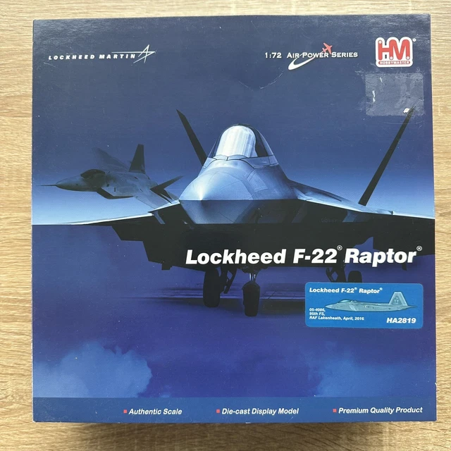 HOBBY MASTER 1:72 USAF Lockheed F-22A Raptor (HA2819) Die-Cast Model ...