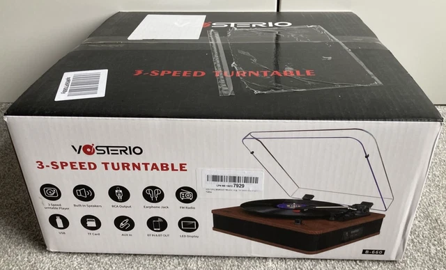VOSTERIO BLUETOOTH RECORD Player Versatile Turntable with Speakers, LP ...