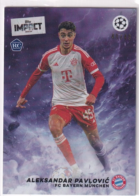 TOPPS IMPACT CHAMPIONS League 2024 N º Aleksandar Pavlovic Rookie Púrpura 49/49 EUR 8,13 ...