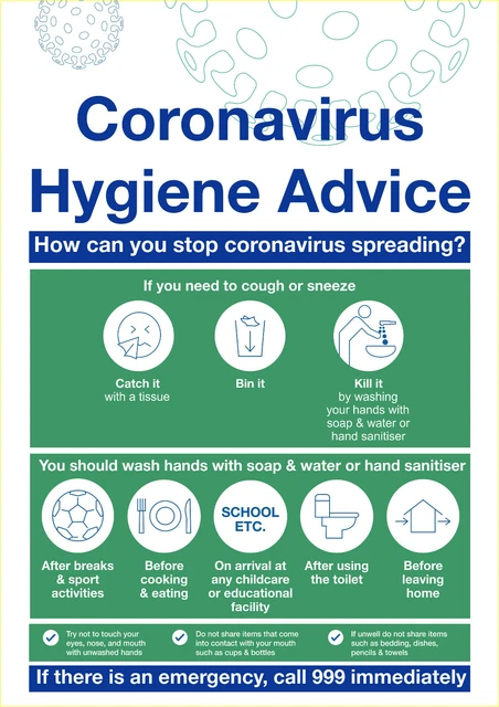 C0VID HYGIENE ADVICE - Health & Safety Signs - PLASTIC BOARD OR STICKER ...