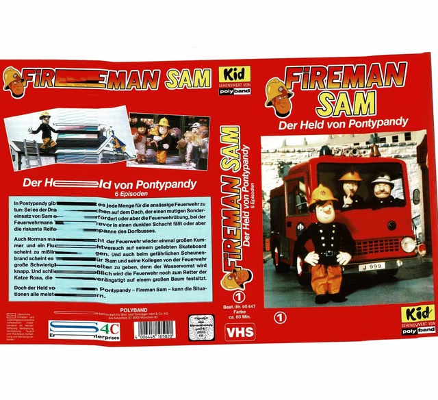 FIREMAN SAM: DER Held von Pontypandy - VHS-Einleger A4 - ohne Cassette ...