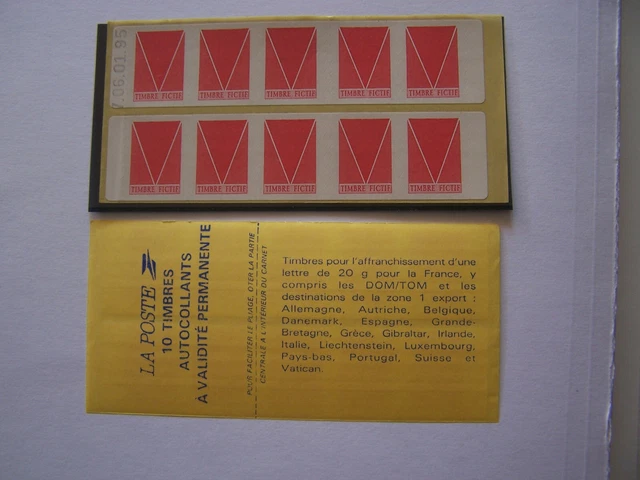 VIGNETTES EXPÉRIMENTALES CARNET N° TF1Cd CD 06.01.95 2 BANDES DE ...