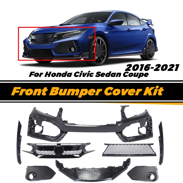 TYPE R STYLE Front Bumper Cover W/Grille & Lip For 16-21 Honda Civic ...
