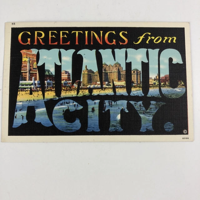 1930'S LARGE LETTER Greetings from Atlantic City New Jersey Linen ...