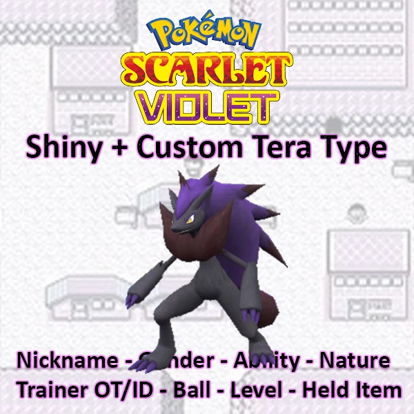ZOROARK SHINY CUSTOM TERA 6IV & EV Trained Pokemon Scarlet/Violet Level ...