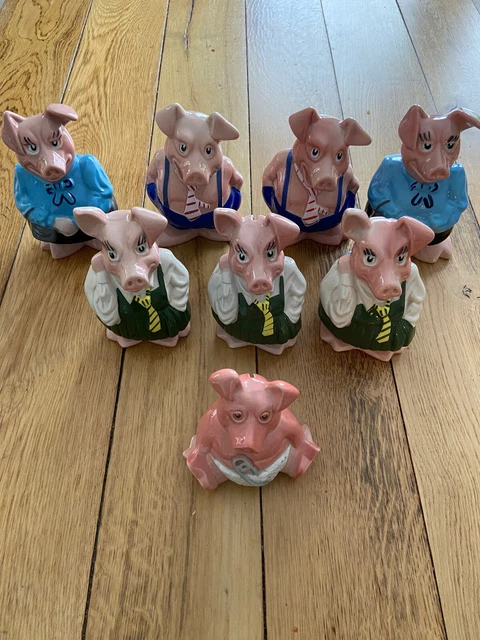 6 X VINTAGE WADE Pottery Novelty Nat West Bank Pig Piggy Banks Set ...