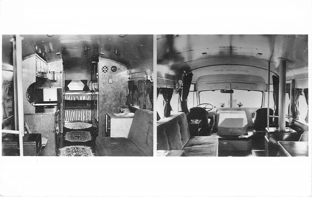 UNUSUAL C1940S INTERIOR of Recreational Vehicle/Bus Real Photo Postcard ...
