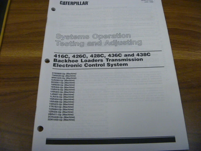 CATERPILLAR 416C 426C 428C 436C 438C Backhoe Loader Hyd Test Service ...
