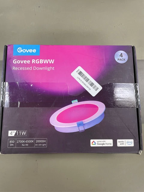 GOVEE SMART RECESSED Lighting 4 Inch, Wi-Fi Bluetooth Direct Connect ...