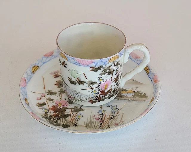 VINTAGE HANDPAINTED JAPANESE Porcelain Demitasse Cup and Saucer $71.67 ...