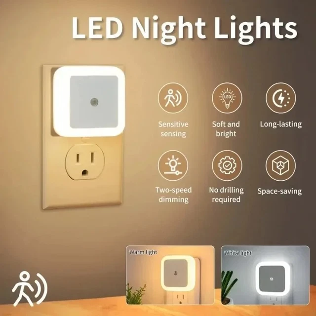 AUTOMATIC LED NIGHT Light UK Plug in Energy Saving Dusk Dawn Sensor ...