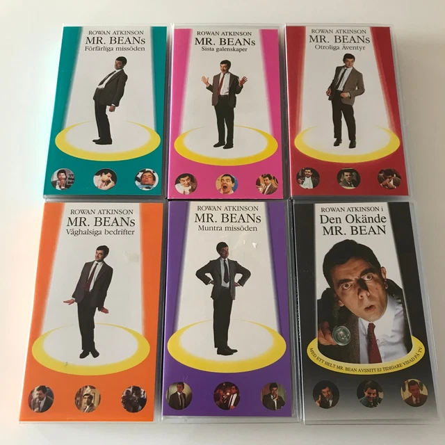 MR. BEAN VHS bundle x 6 tapes. English language. Swedish subtitles/box ...