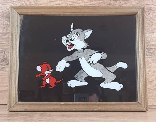 VINTAGE RETRO TOM & JERRY Picture Mirror Wooden Frame L £34.99 ...